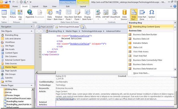 A Static State Customizing Content Query Web Parts 